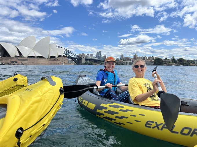 Kayak practice on Sydney Harbour – Sydney Knitting Nannas and Friends